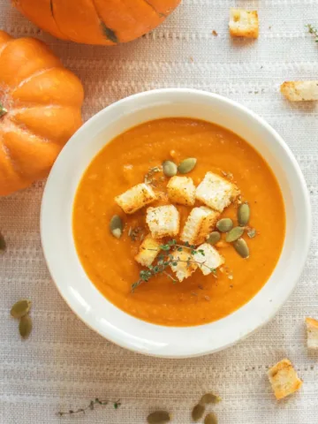 Easy Pumpkin Soup with Fresh Basil | Thyme of Season